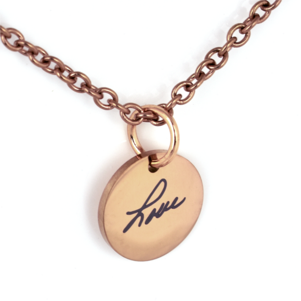 Mini Handwriting Disc Necklace | Personalized Stainless Steel Jewelry ...