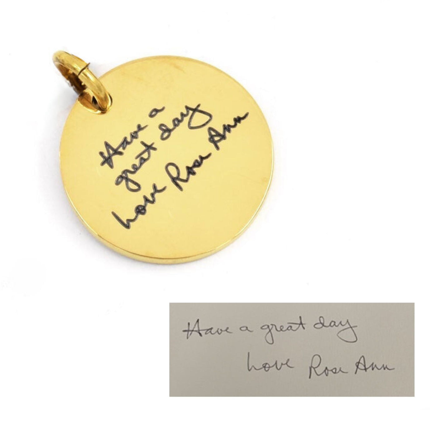 Custom Stainless Steel Engraved Handwriting Charm with Jump Ring ...