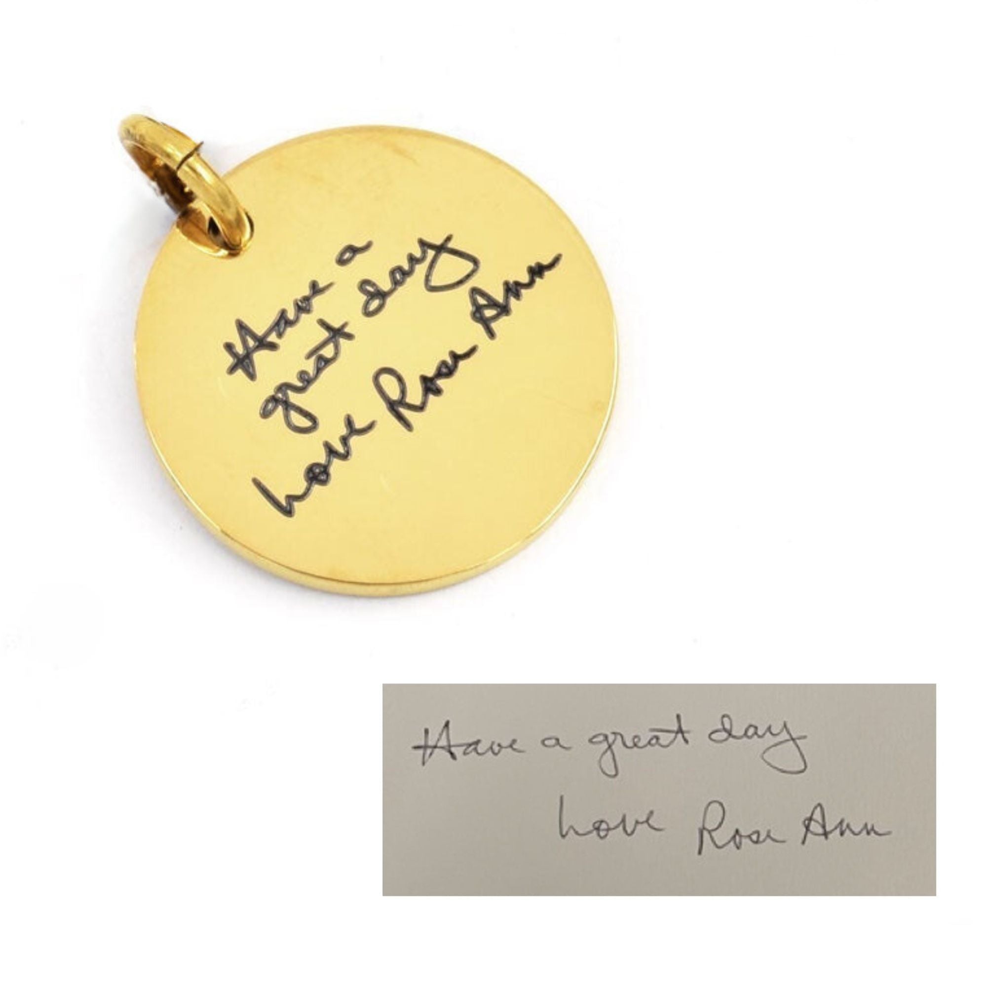 Custom Stainless Steel Engraved Handwriting Charm with Jump Ring ...