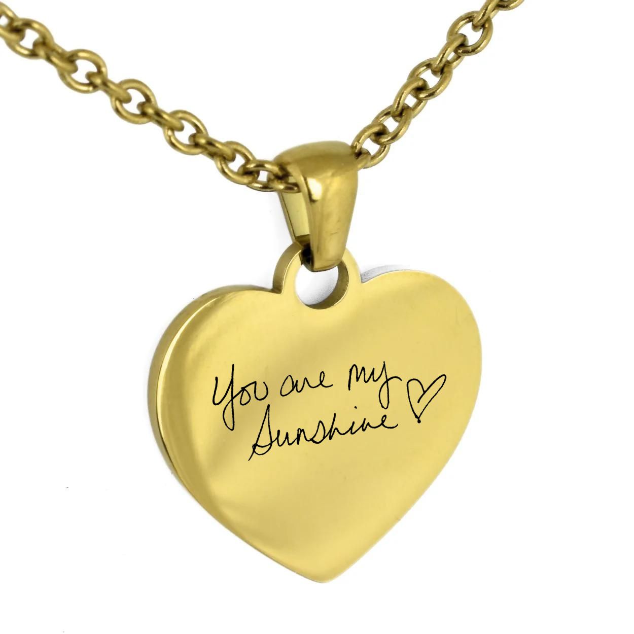 Custom Engraved Heart Charm Handwriting Necklace - Sarah & Essie