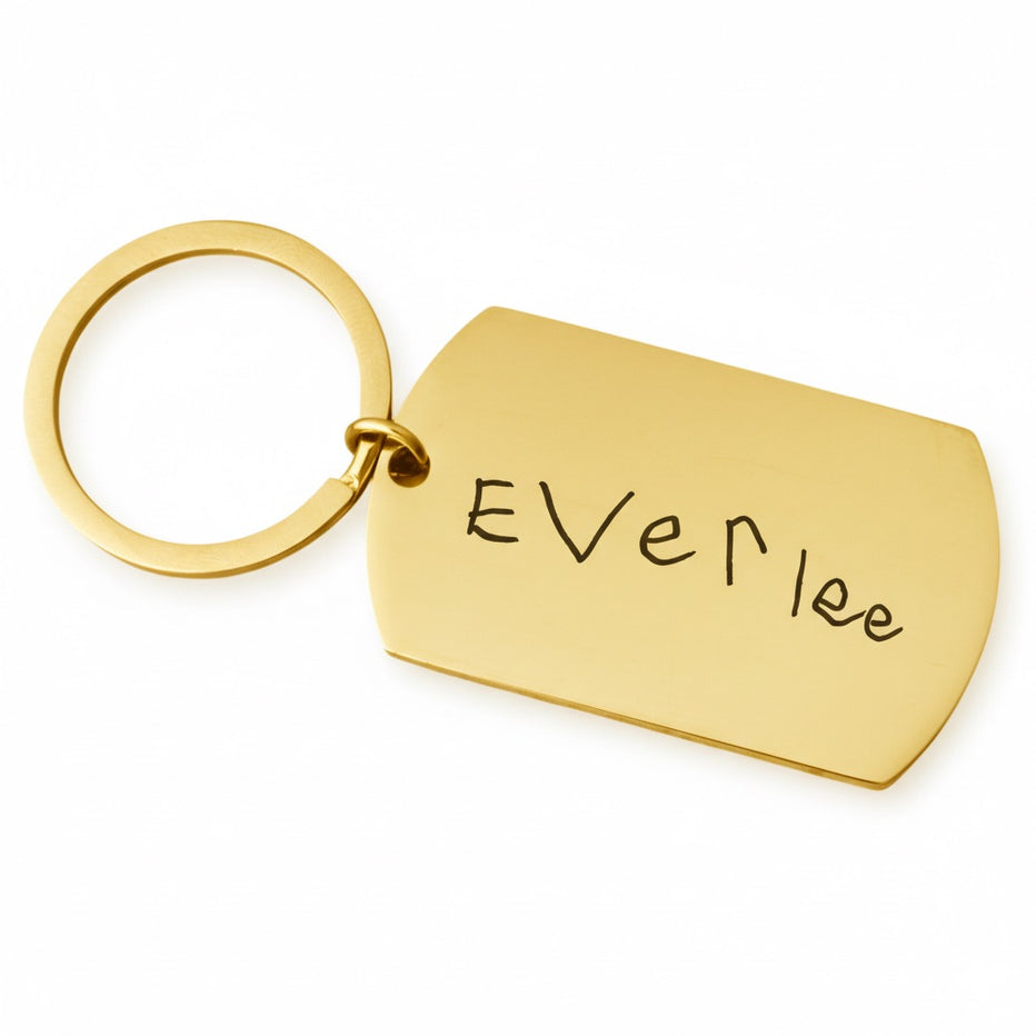 Large Handwriting Dog Tag Keychain | Personalized Memorial Gift for Men ...