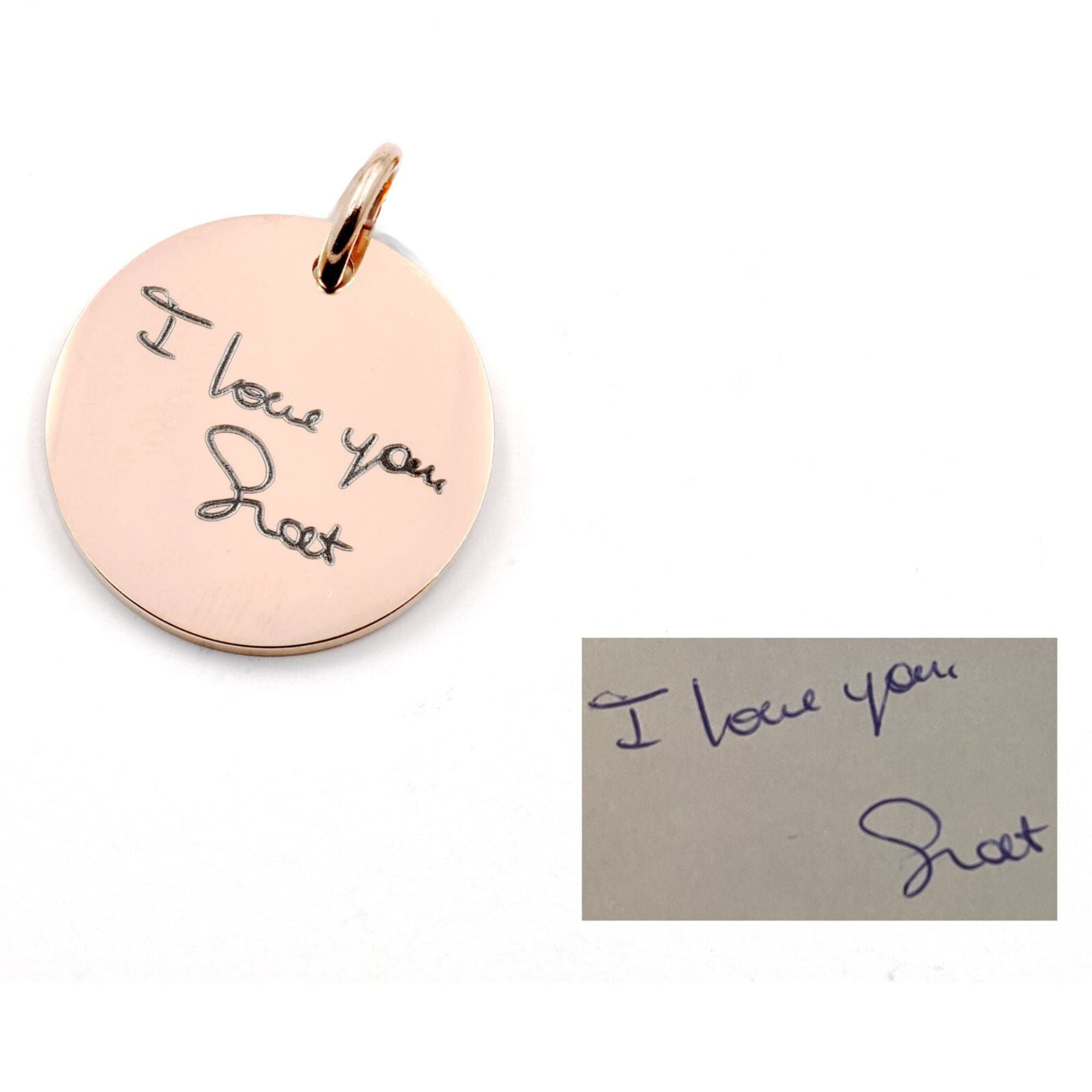 Custom Stainless Steel Engraved Handwriting Charm with Jump Ring ...