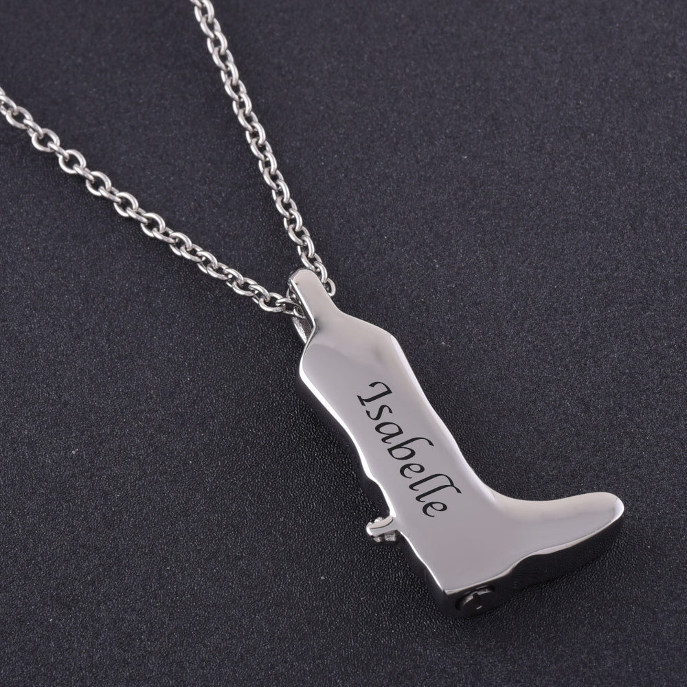 Silver Cowboy Boot Urn Necklace Cremation Jewelry Sarah Essie