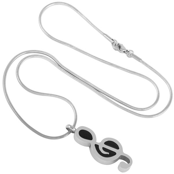 Black & Silver Treble Clef Memorial Ash Necklace - Sarah & Essie
